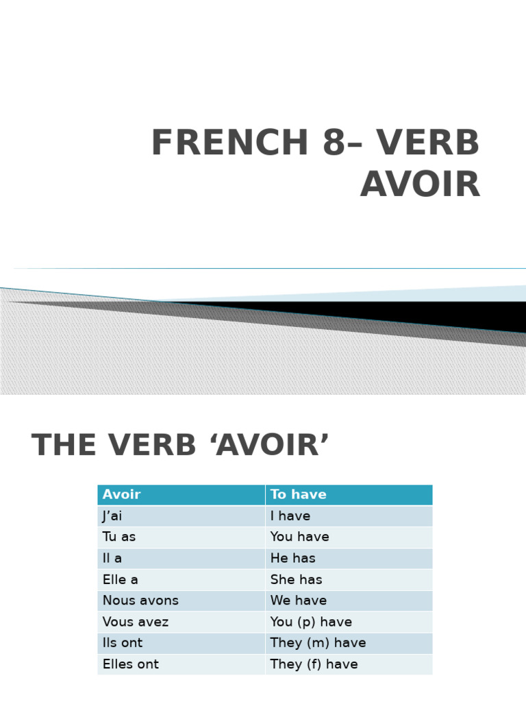 Le verbe "avoir" en français | PDF