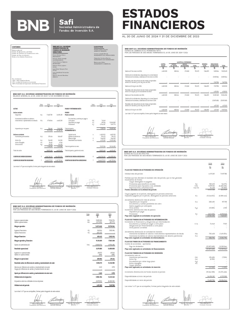 Estados_Financieros_SAFI_2024 | PDF | Contabilidad | Fondo de inversión