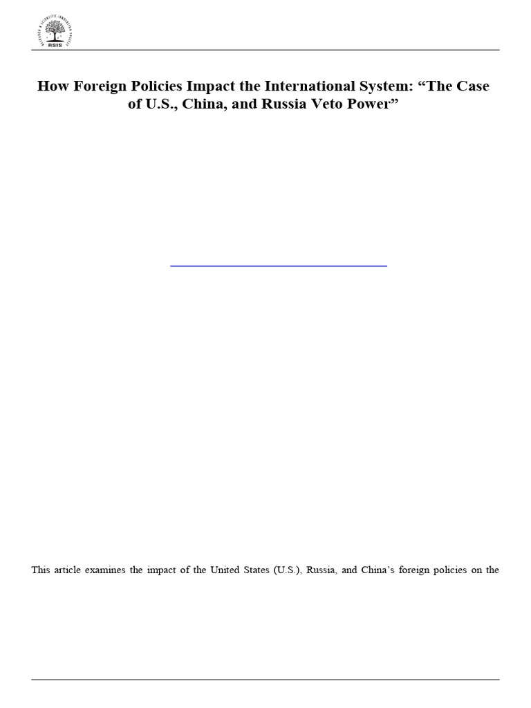 How Foreign Policies Impact The International System | PDF | United ...