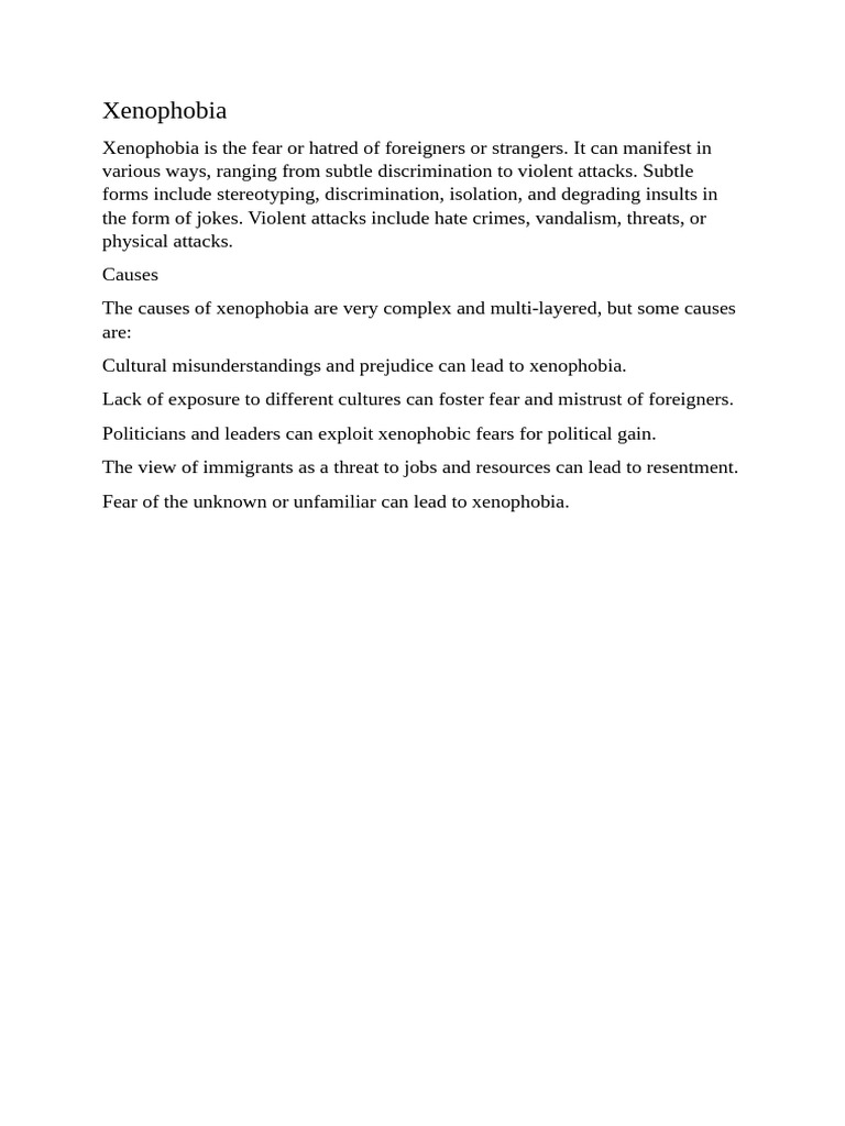 Xenophobia | PDF