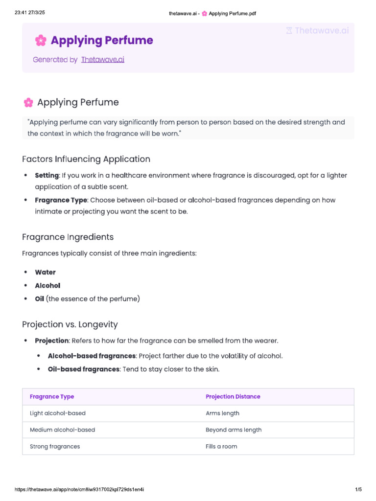 ? Applying Perfume | PDF