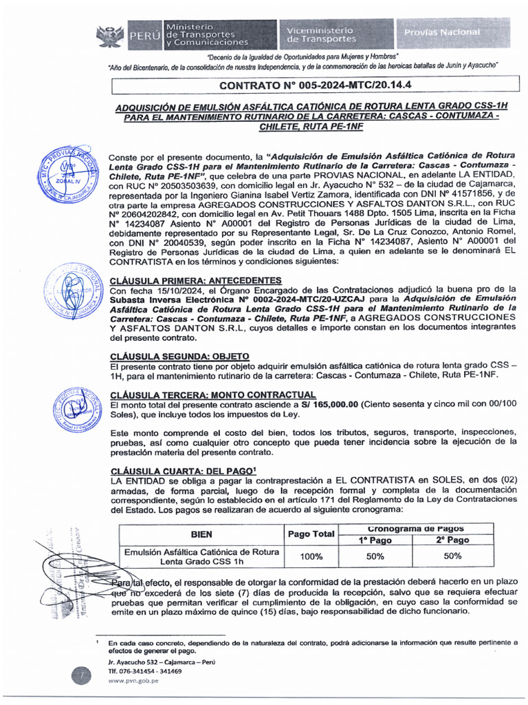 Contrato N° 005-2024-MTC-20.14.4_SIE N° 0002-2024-MTC (2) | PDF