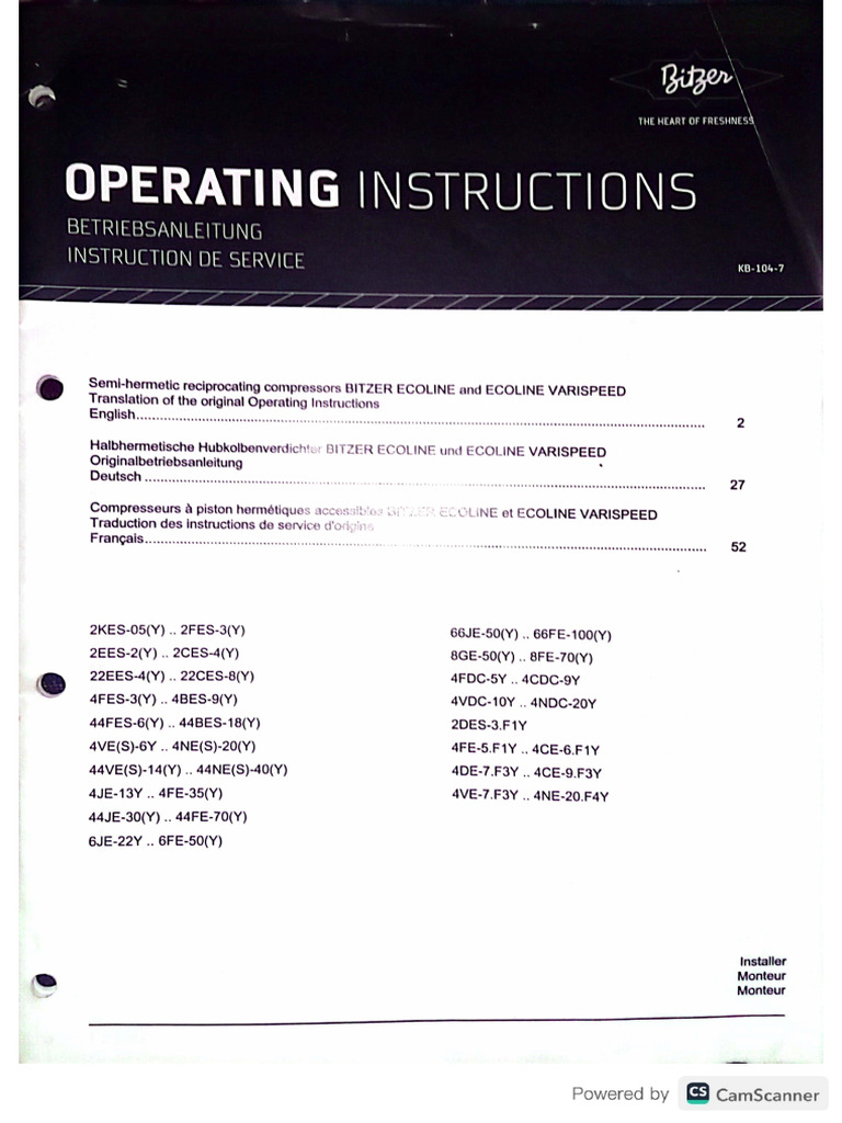 Manual Compresor Bitzer | PDF
