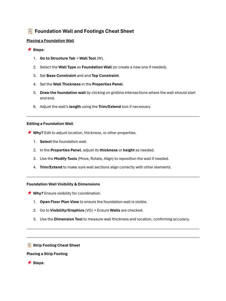 Foundation Walls and Footings Cheat Sheet | PDF | Wall | Foundation ...