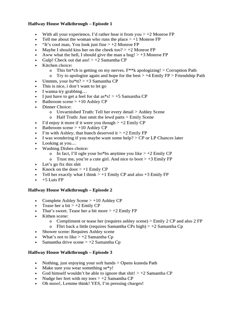 Halfway House Episode 1 Walkthrough | PDF