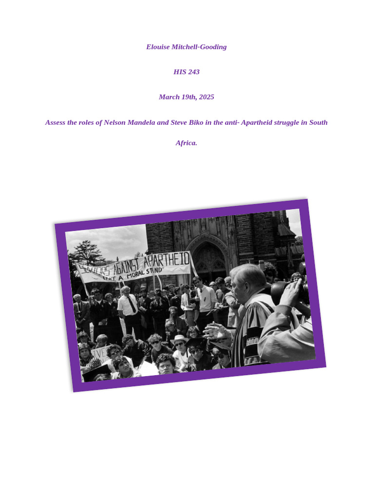 Mandela and Biko: Anti-Apartheid Leaders | PDF | Apartheid | Nelson Mandela