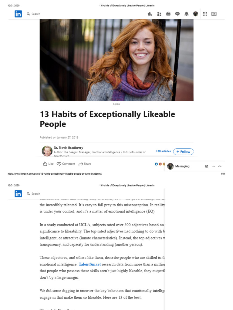 13 Habits of Exceptionally Likeable People - LinkedIn | PDF | Body Language | Human Communication