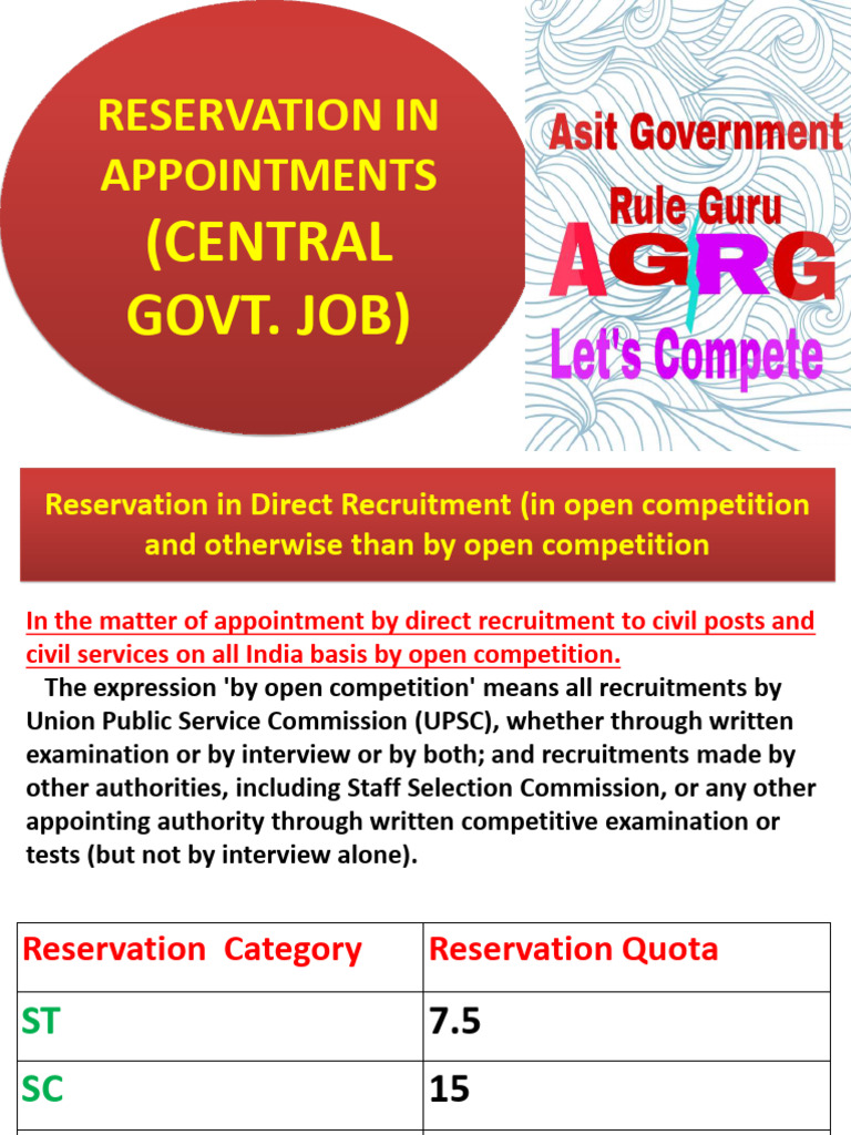 Reservation in Govt. Jobs | PDF | Government | Government Of India