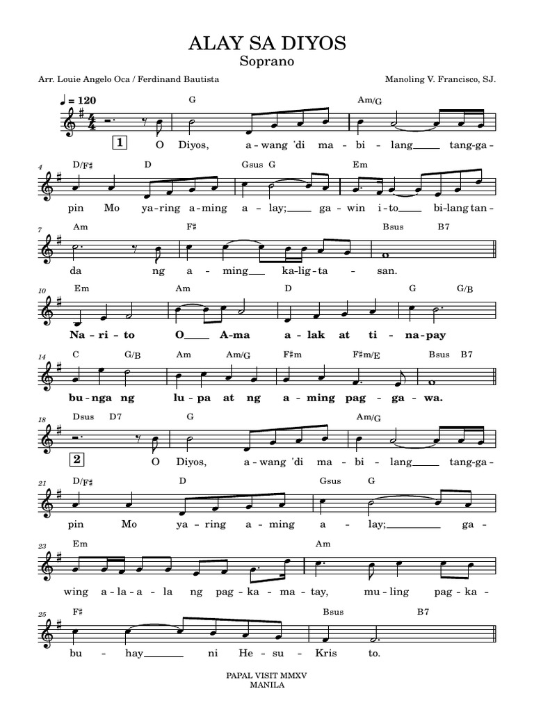 ALAY - SA - DIYOS Soprano | PDF