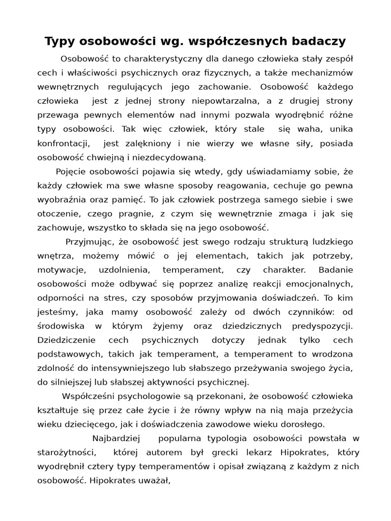 Typy Osobowości | PDF