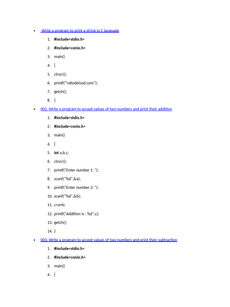 c programs | PDF | Area | Computer Science