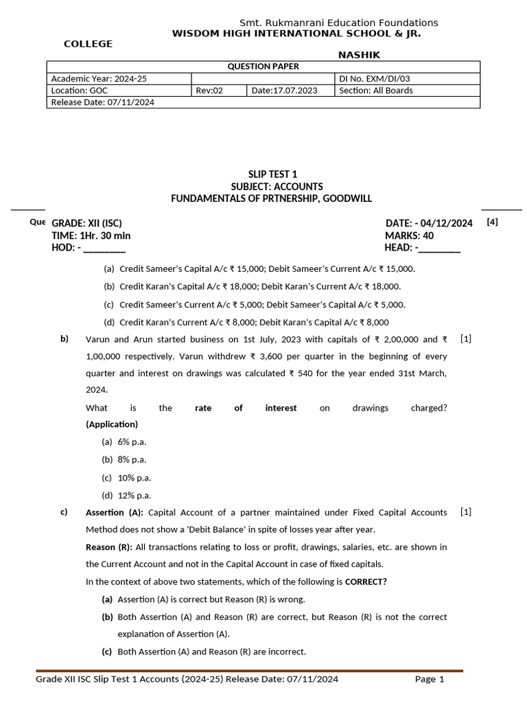 ST 1 Fundamental of Part, Goodwill | PDF | Balance Sheet | Goodwill ...