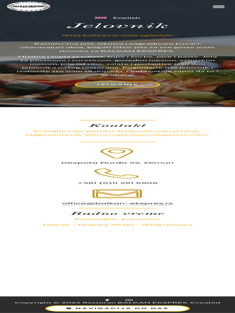 Jelovnik - Restoran Balkan Ekspres | PDF