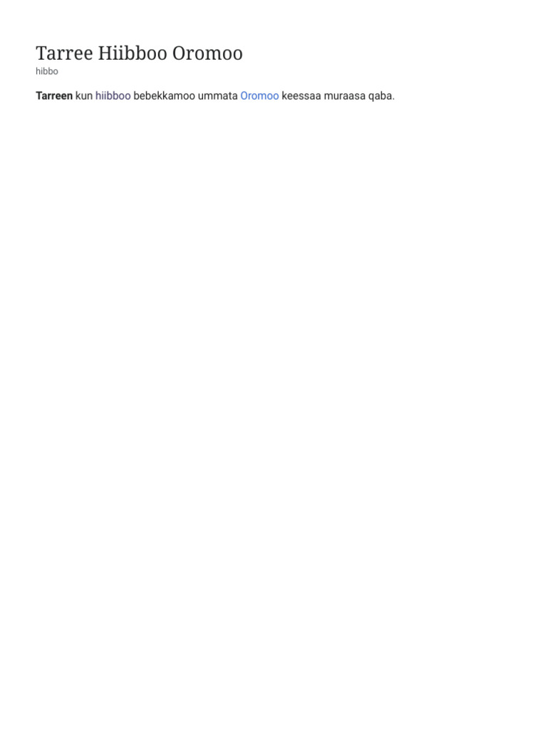 Tarree Hiibboo Oromoo - Wikipedia | PDF