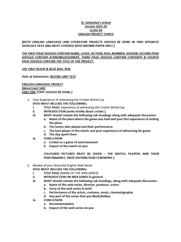 Project Topics 2025 Class 12 | PDF | Macbeth