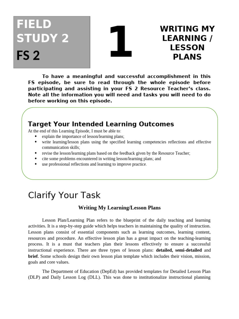 Field Study 2 Learning Episode 10 | PDF | Lesson Plan | Deviance (Sociology)