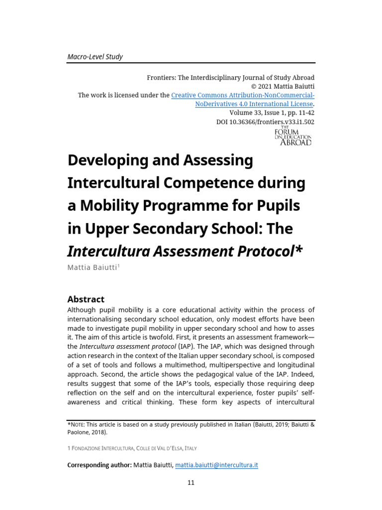 Developing and Assessing Intercultural Competence | PDF | Pedagogy | Teachers