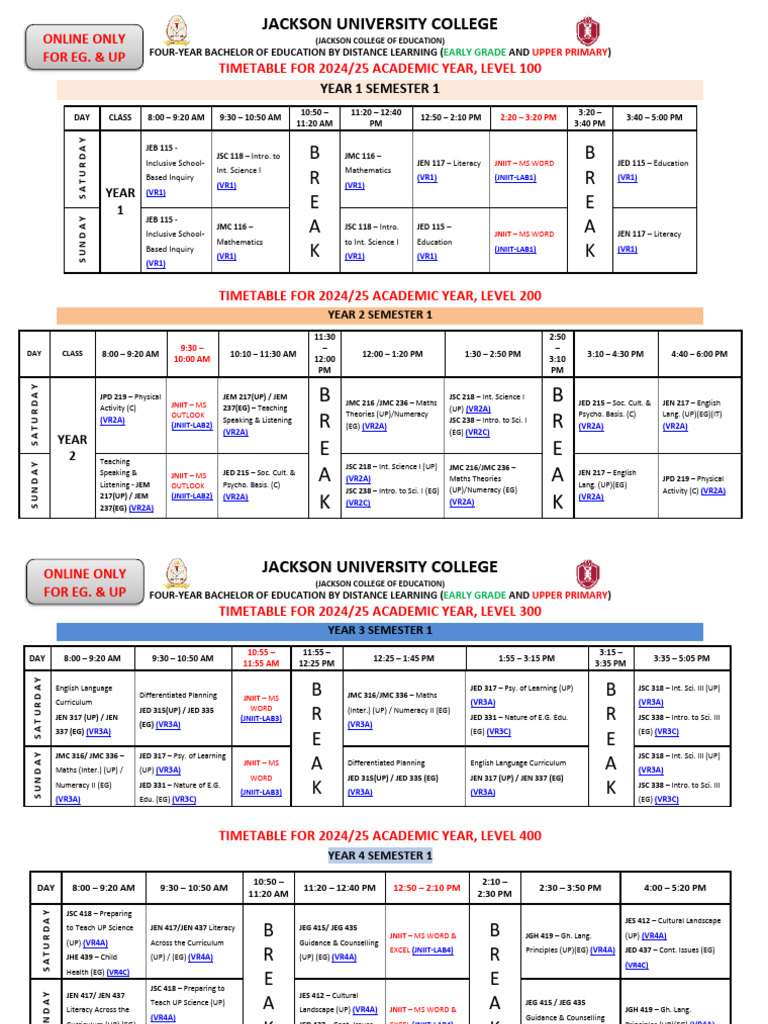2024/25 B.Ed. Distance Learning Timetable | PDF | Teaching | Pedagogy