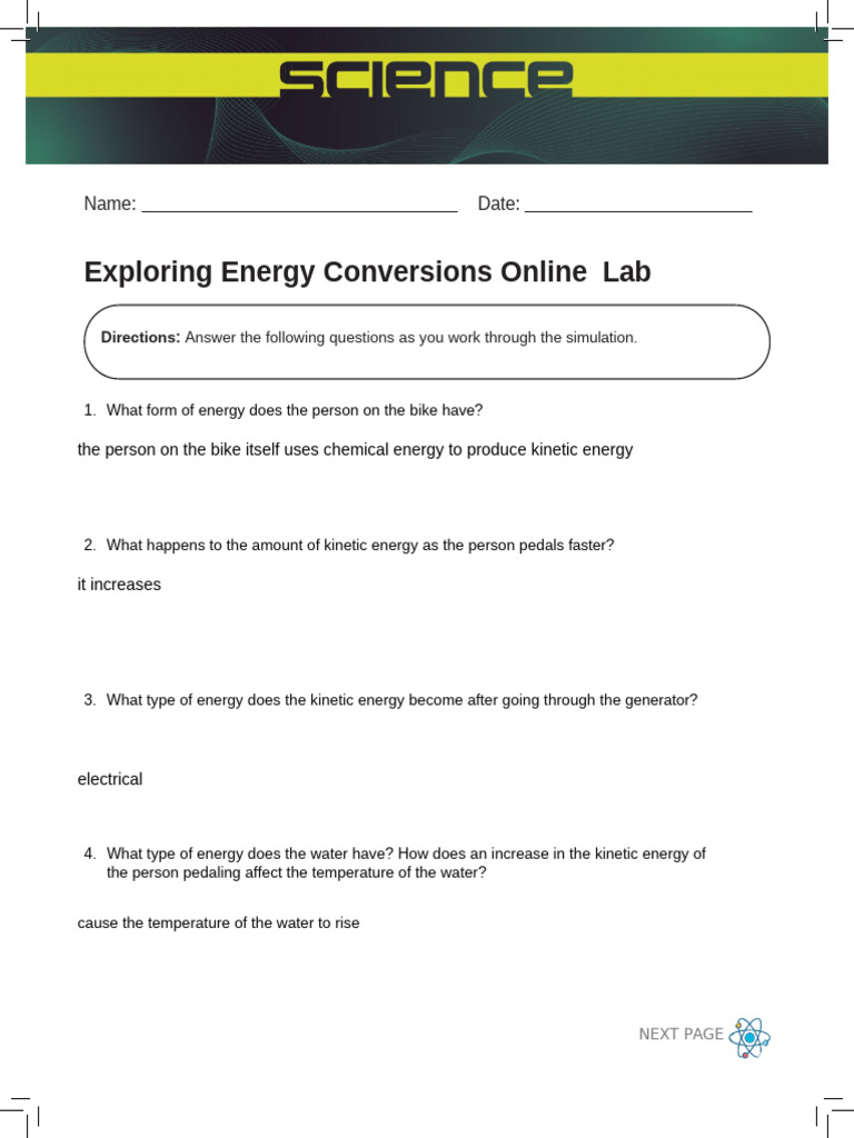 Energy Conversion in Online Lab Activities | PDF