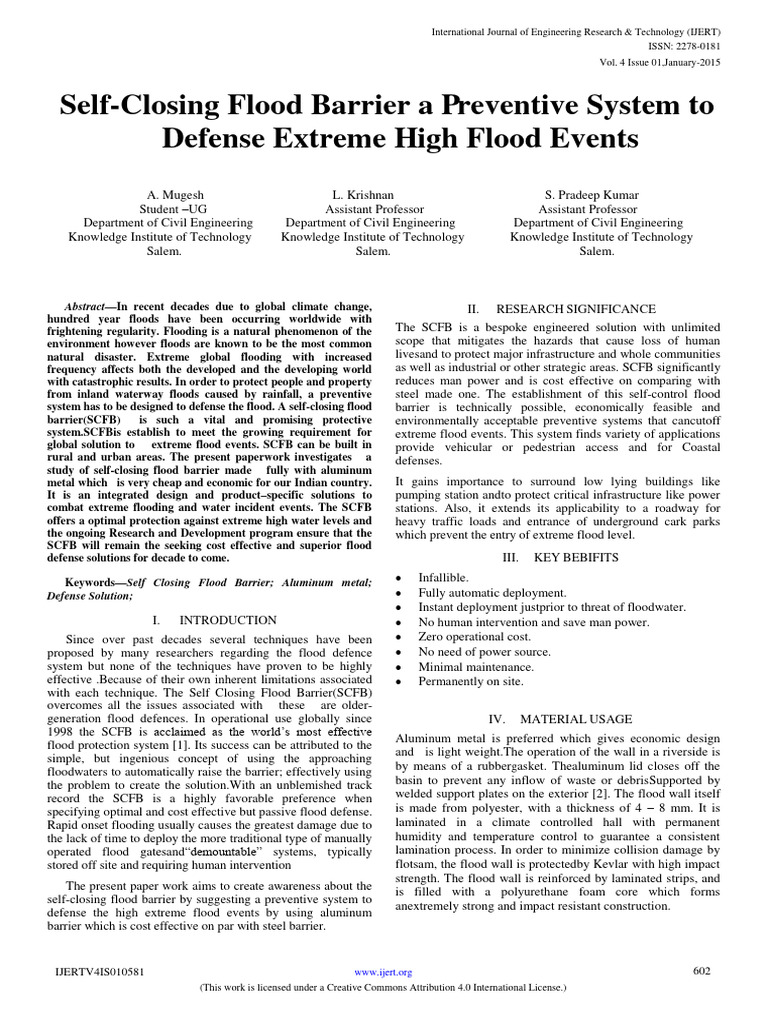 Self-Closing Flood Barrier Solutions | PDF | Flood | Drainage Basin