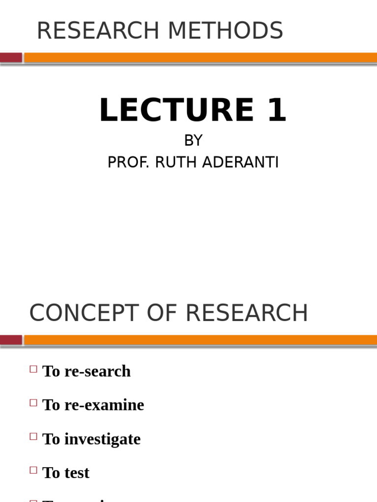 Research Methods Lecture 1 | PDF | Hypothesis | Question