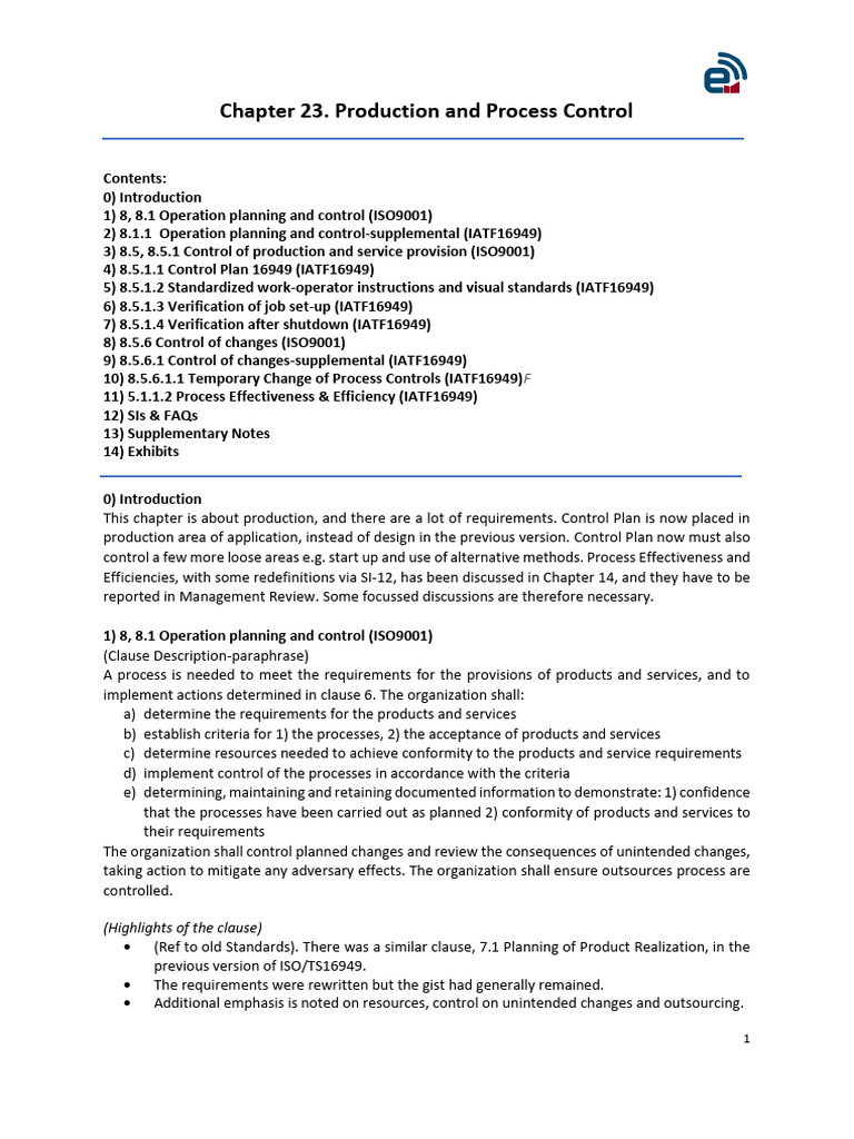 IATF16949 Production & Process Controls | PDF | Verification And ...