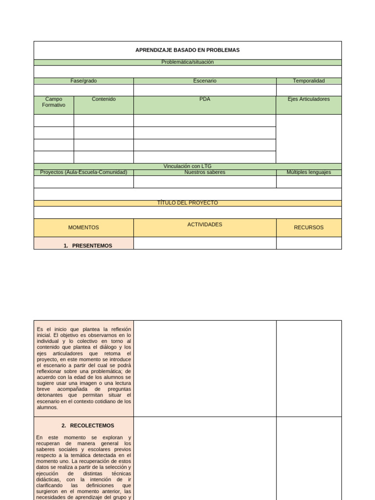 FORMATO X ABP (1) | PDF | Aprendizaje | Evaluación