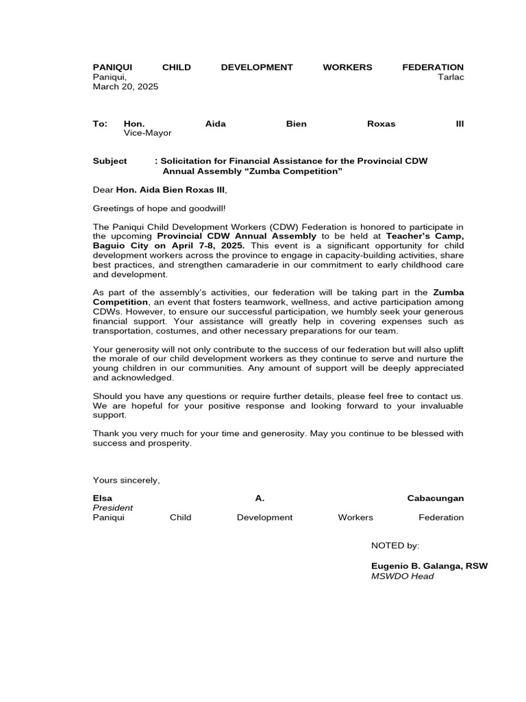 Solicitation For Financial Assistance | PDF