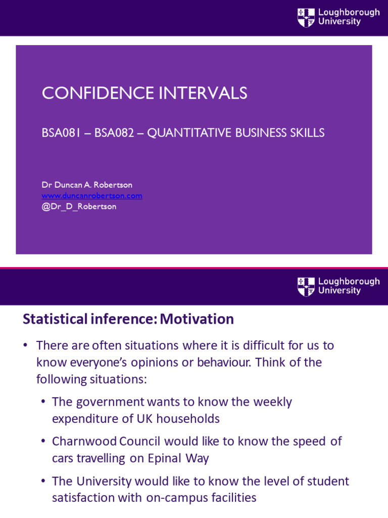 SLIDES 1 Week 7-8. Confidence Intervals v4 (1) | PDF | Errors And Residuals | Standard Deviation