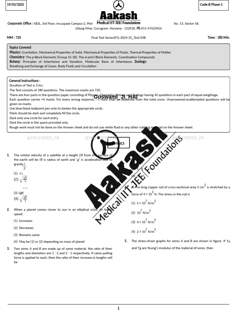 Fts 3 Code b - Goswami Ji | PDF | Heat | Coordination Complex