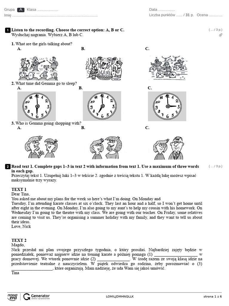 Unit 3 Test B Test - Ekowydruk | PDF
