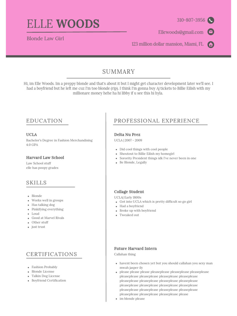 Elle Woods Resume | PDF