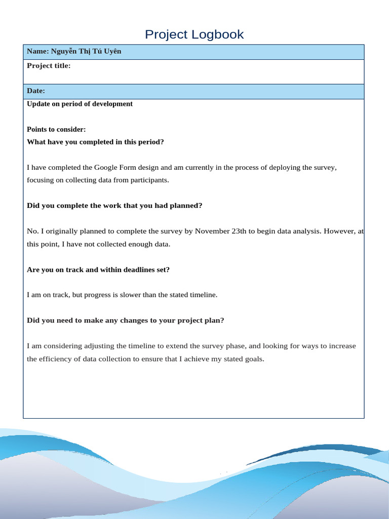 Project Logbook Template | PDF