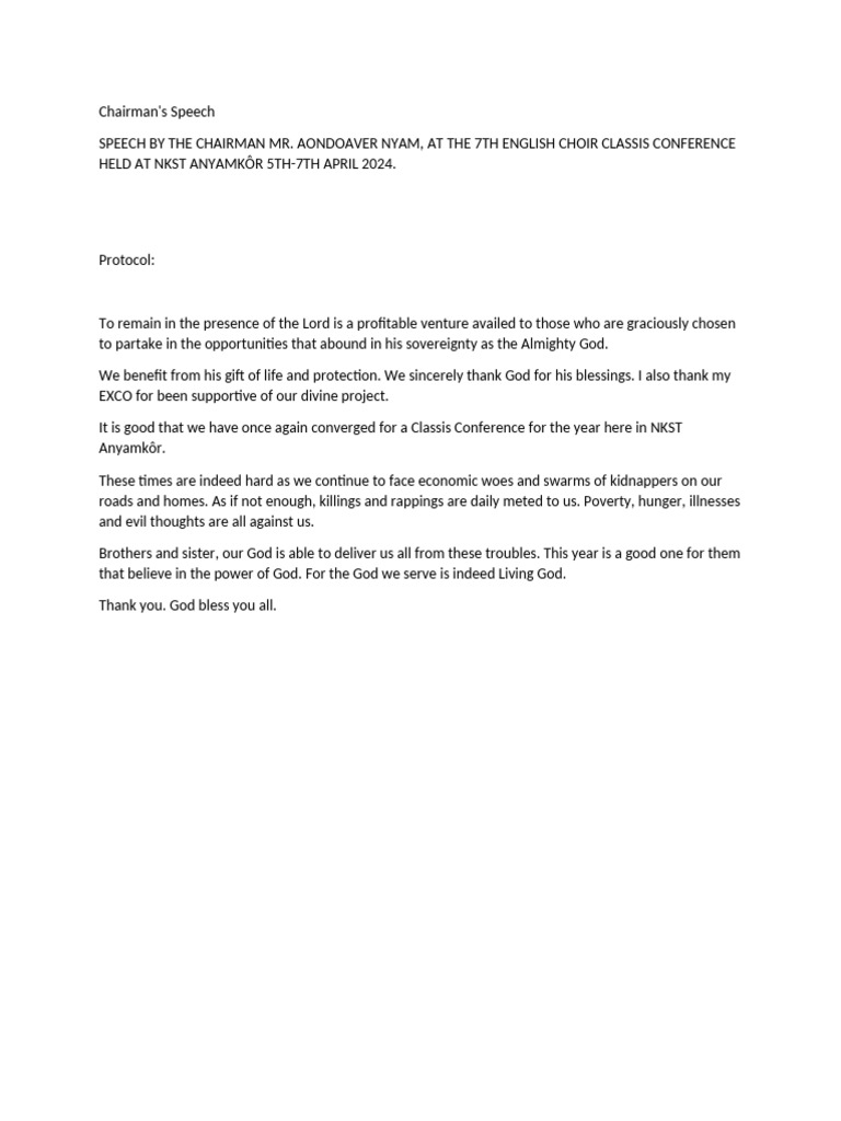 Chairman Speech | PDF