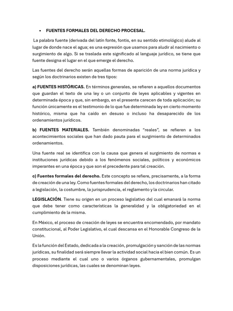 Fuentes Formales Del Derecho Procesal | PDF | Caso de ley | Fuentes del ...