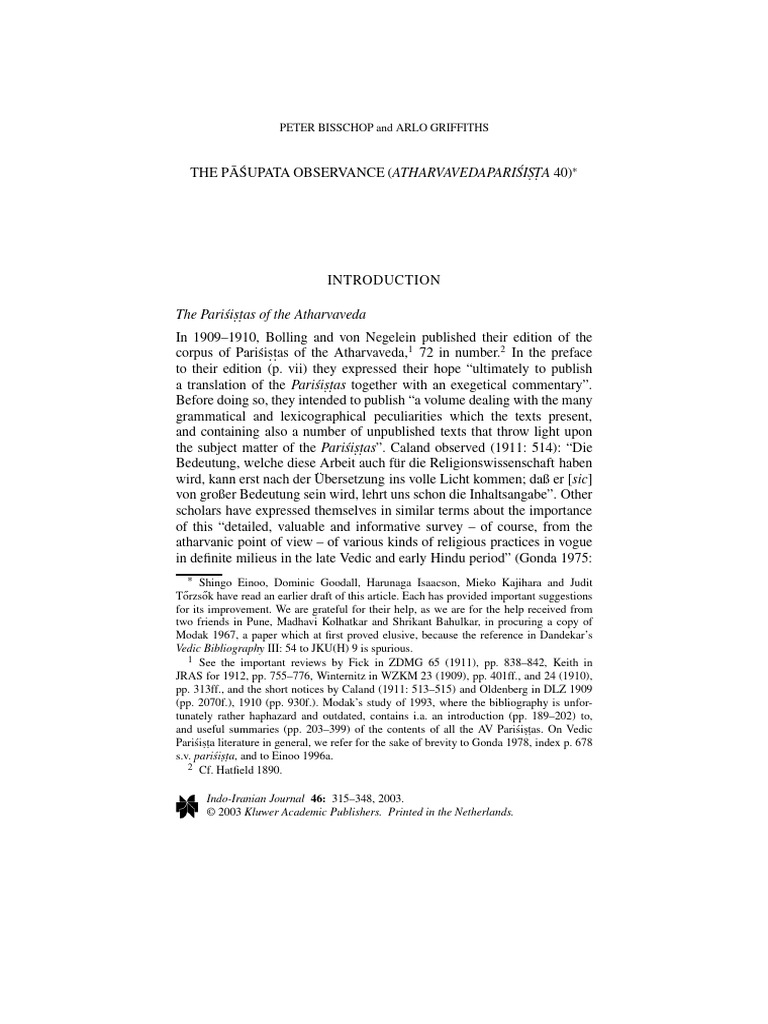 The Pasupata Observance Atharvavedaparis | PDF
