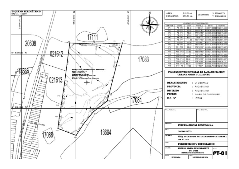 Plano Perimetrico y Topografico Maria Guadalupe-Perimetrico PDF | PDF