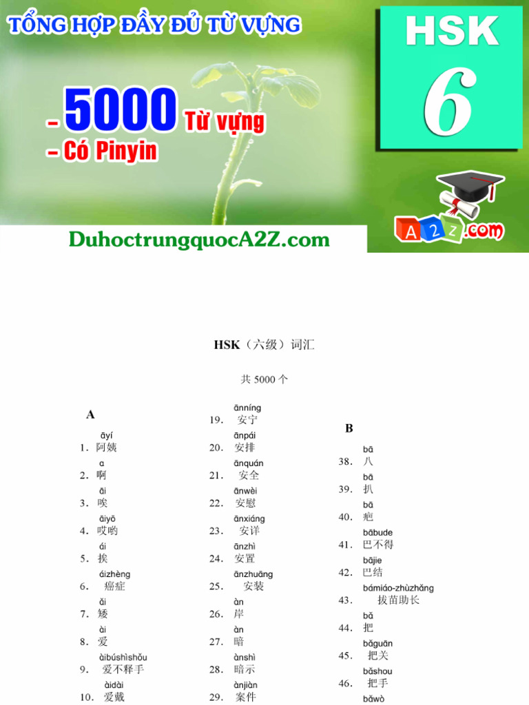 TU VUNG HSK 6 | PDF