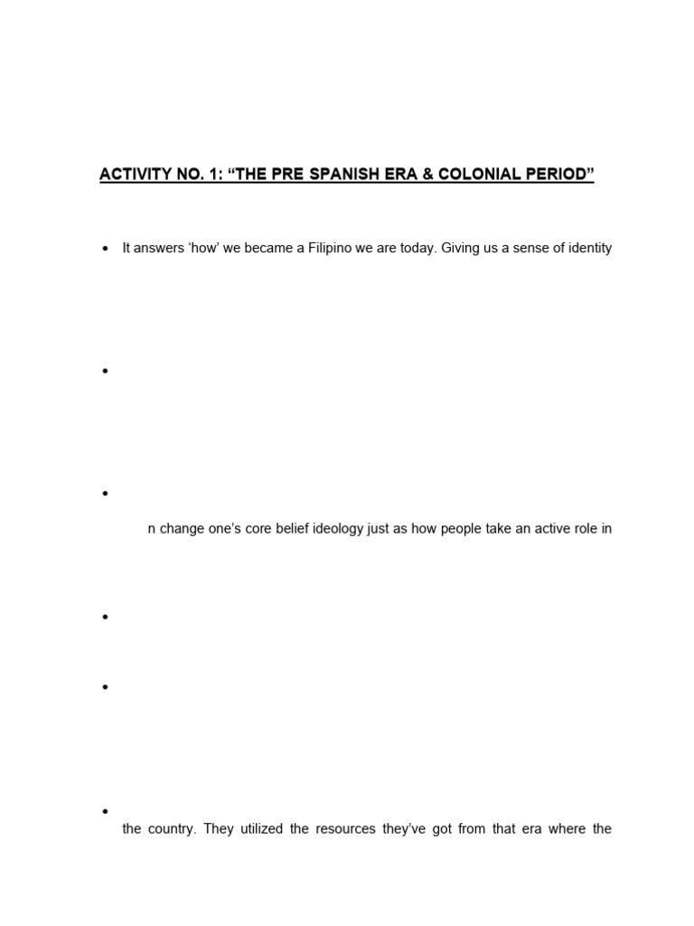 M2 - Socsci103 - Activity1 - The Pre Spanish Era Colonial Period | PDF ...