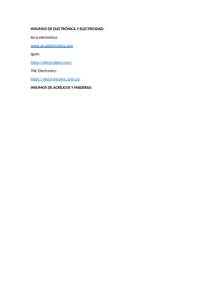 Insumos de Electrónica y Electricidad | PDF