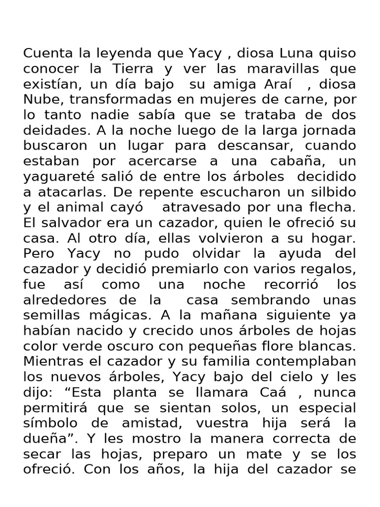 Leyenda de Caá Yarí y el mate | PDF