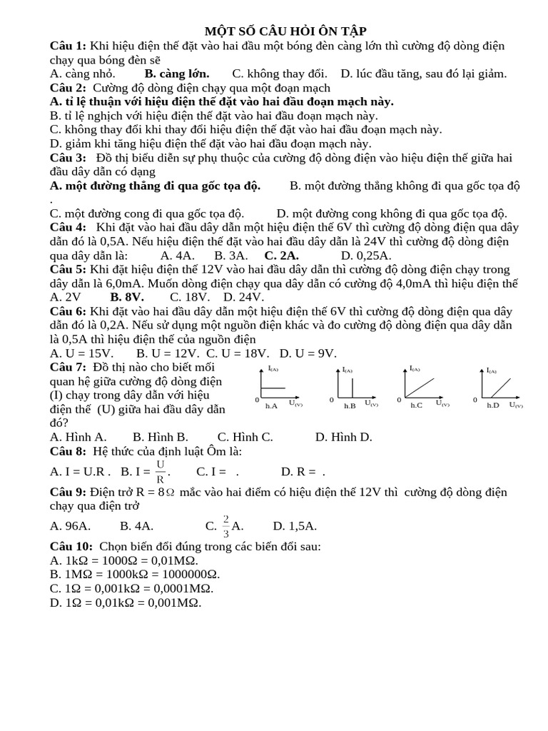 MỘT-SỐ-CÂU-HỎI-ÔN-TẬP-GKY-1-VẬT-LÝ-9 | PDF
