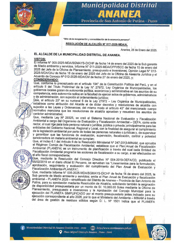 RESOLUCION-DE-ALCALDIA-N°-017-2025-MDA-A | PDF