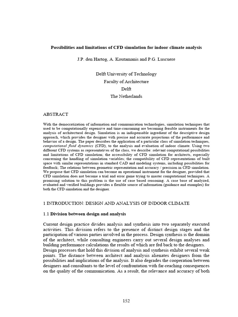 Possibilities and Limitations of CFD Simulation For Indoor Climate ...