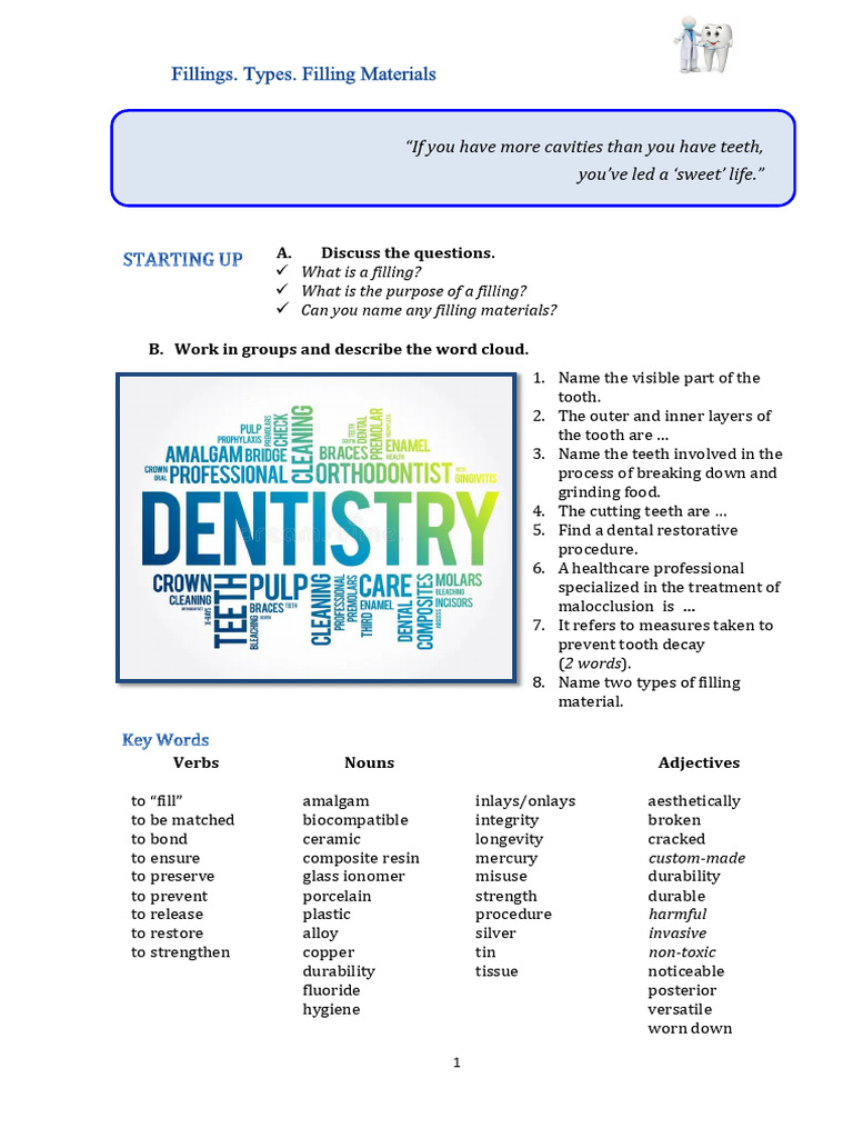 Unit 11 Fillings Types Filling Materials-109702 | PDF | Dentistry ...