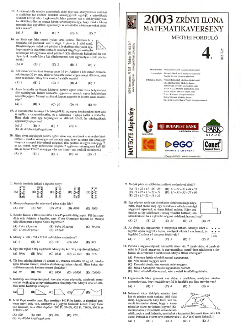 2003 - 4o Zrínyi Matek | PDF