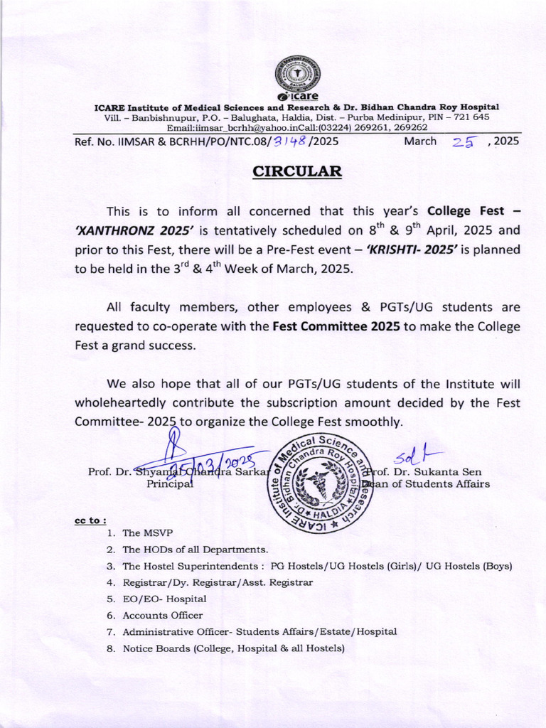 Circular - College Fest 2025 | PDF