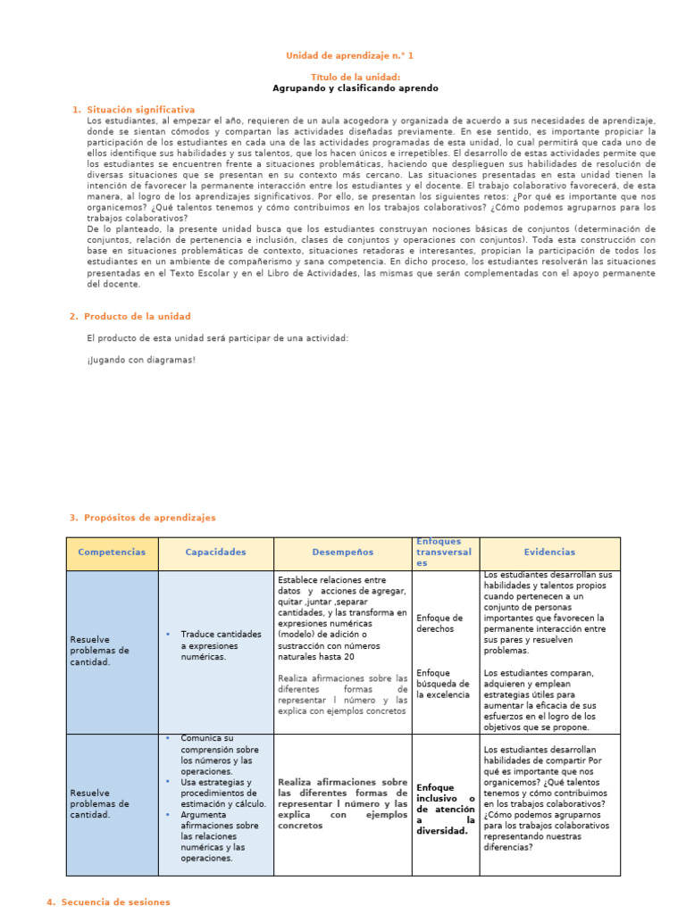 Unidad de Aprendizaje 3er Grado MAT | PDF | Aprendizaje | Inclusión ...
