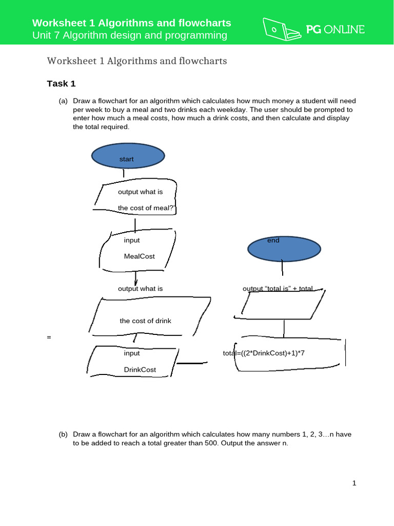 Algorithms Worksheet 1 | PDF | Algorithms | Computing