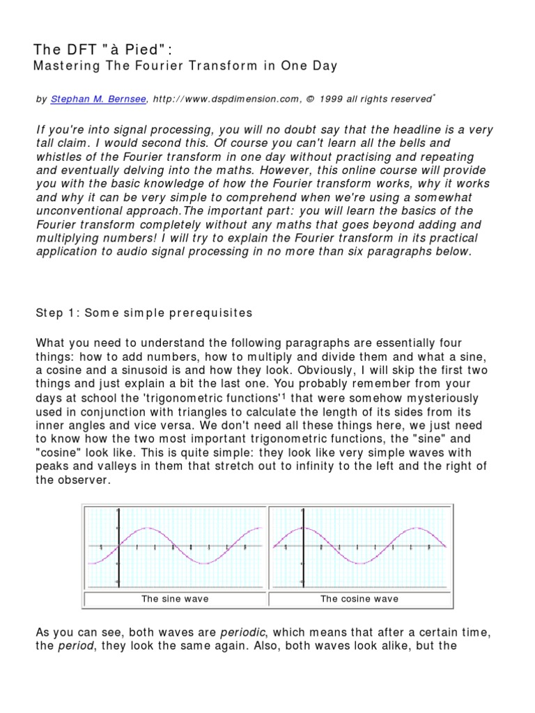 Master DFT in One Day | PDF | Fast Fourier Transform | Discrete Fourier ...